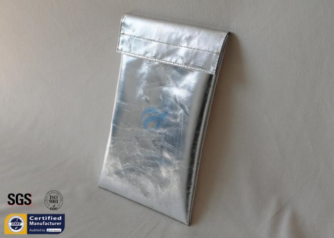 Fireproof Bag Document 1022℉ Fire Resistant Pouch Fiberglass Silver Smooth