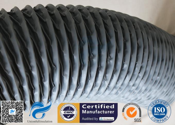 PVC Coated Fiberglass Fabric 150MM HVAC Flexible Air Ducts 10M Grey 260℃